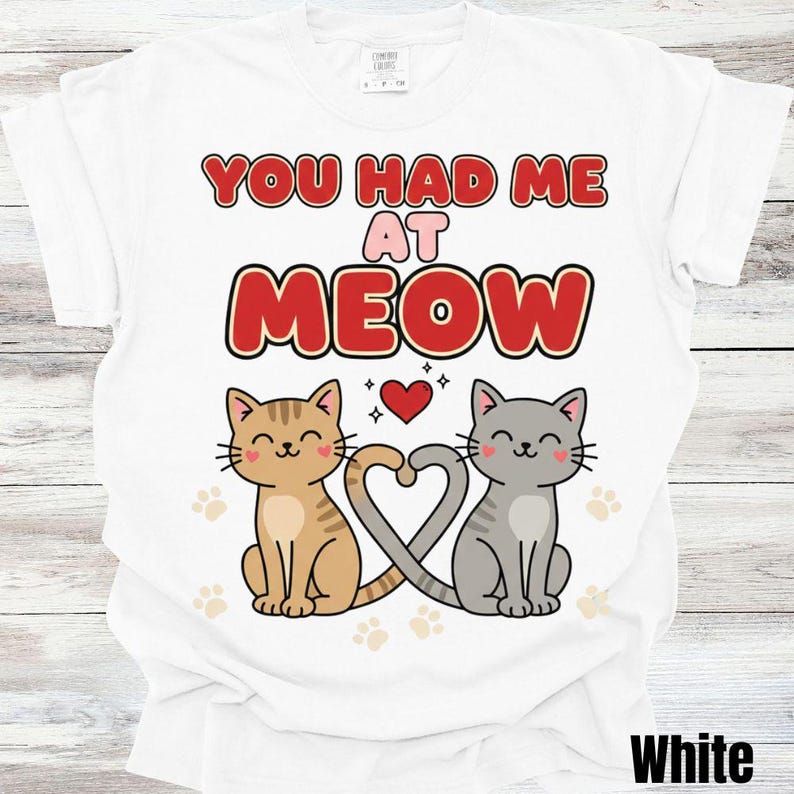 You Had Me at Meow Shirt, Cute Cat Valentine Tee, Cat Lover Gift ...