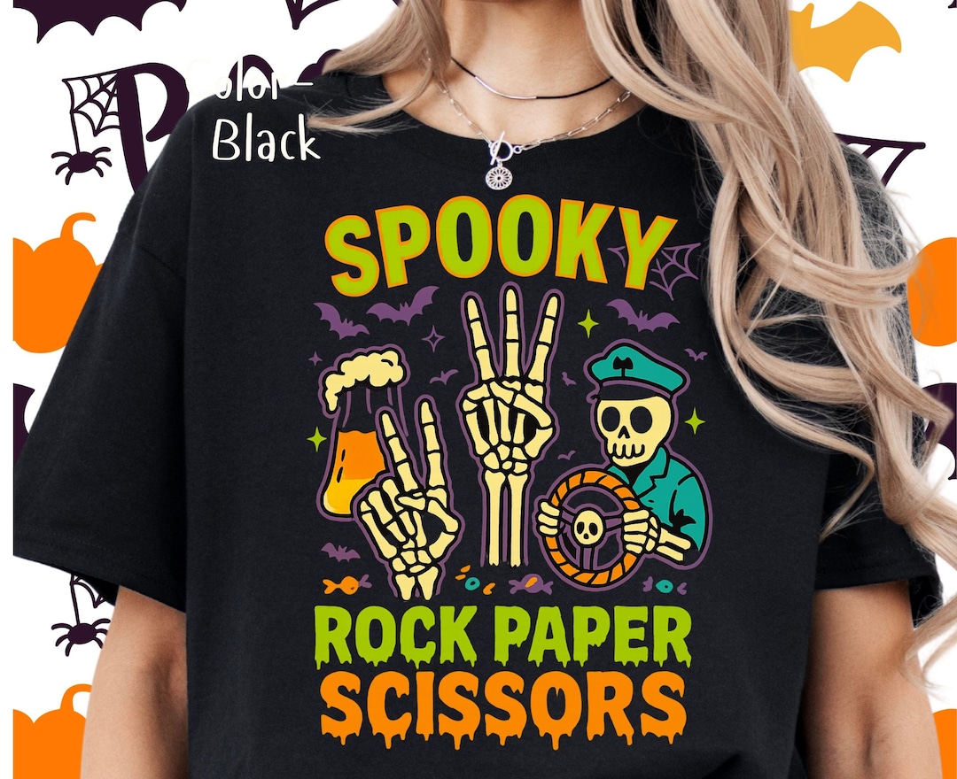 Spooky Rock Paper Scissors T-shirt: Halloween Graphic Tee - Etsy