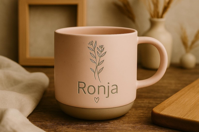 Mug floral personnalisé avec nom gravé - Tasse à café bohème ...