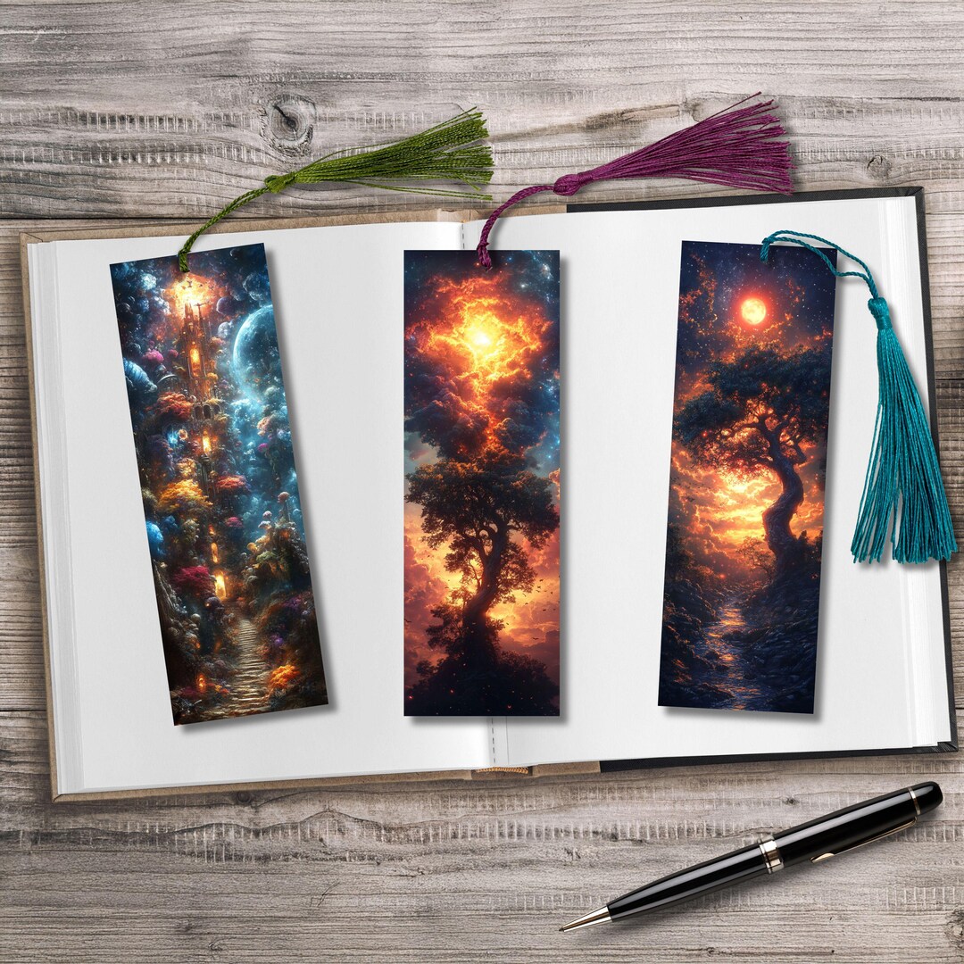 Fantasy Bookmarks – Magical Worlds – Diy Bookmark With Tassel – Diy ...
