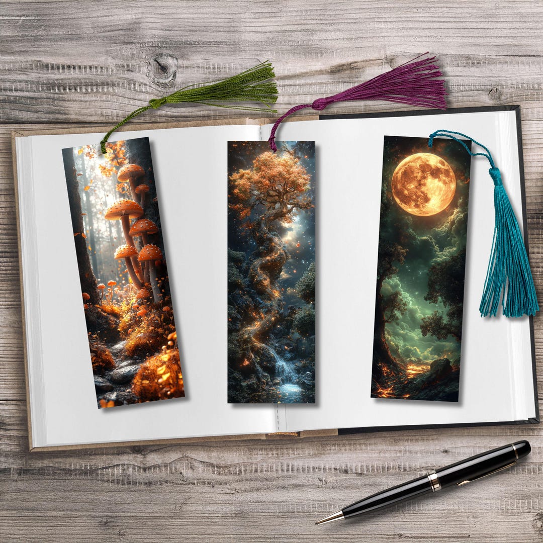 Fantasy Bookmarks – Forest Magic – Diy Bookmark With Tassel – Diy Gift ...