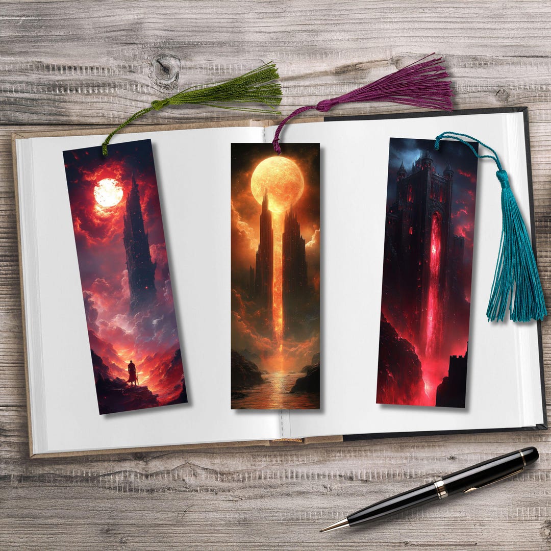 Fantasy Bookmarks – Shadow Realm – Blood Moon –tower – Diy Bookmark ...