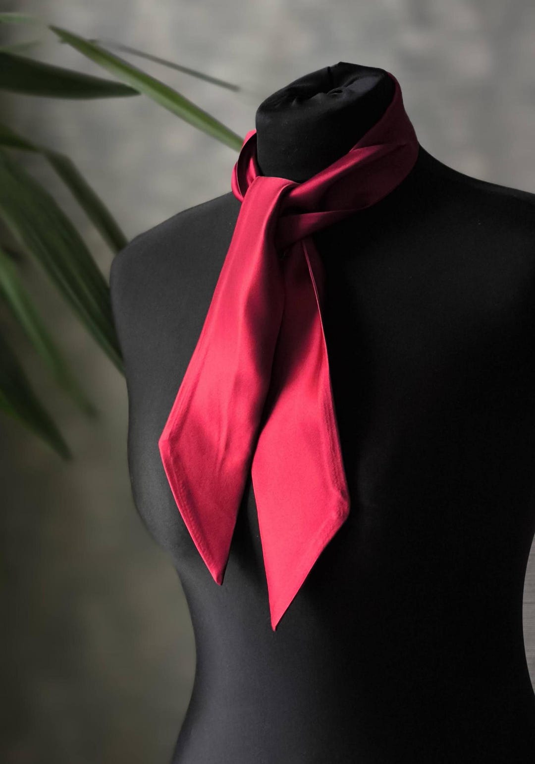 Short Red Neck Scarf, Mulberry Silk Hair Tie, Skinny Neck Scarf ...