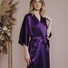 Natural Purple Silk Robe for Women, Long Purple Women's Robe, Kimono ...