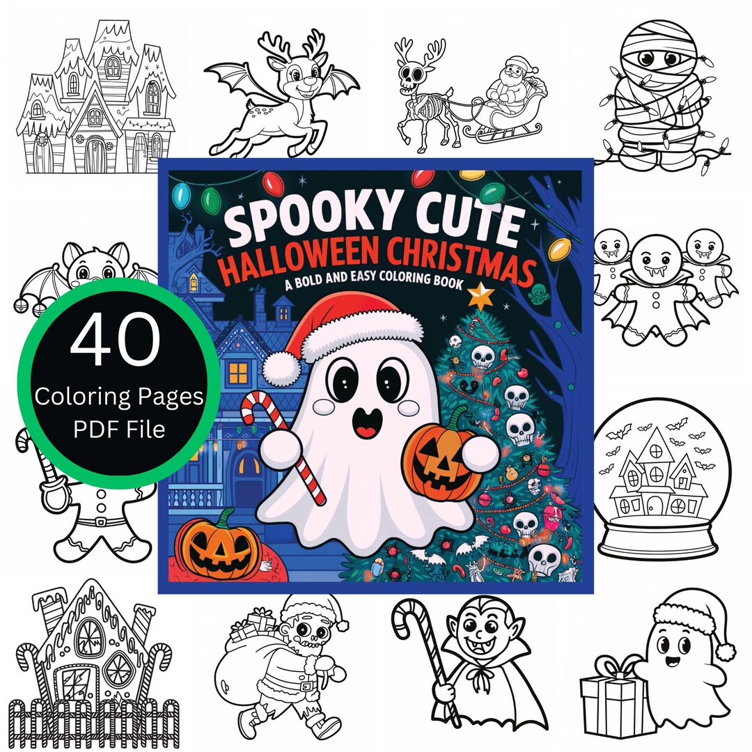 40 Halloween Christmas Coloring Pages Bold and Easy Designs for Kids ...