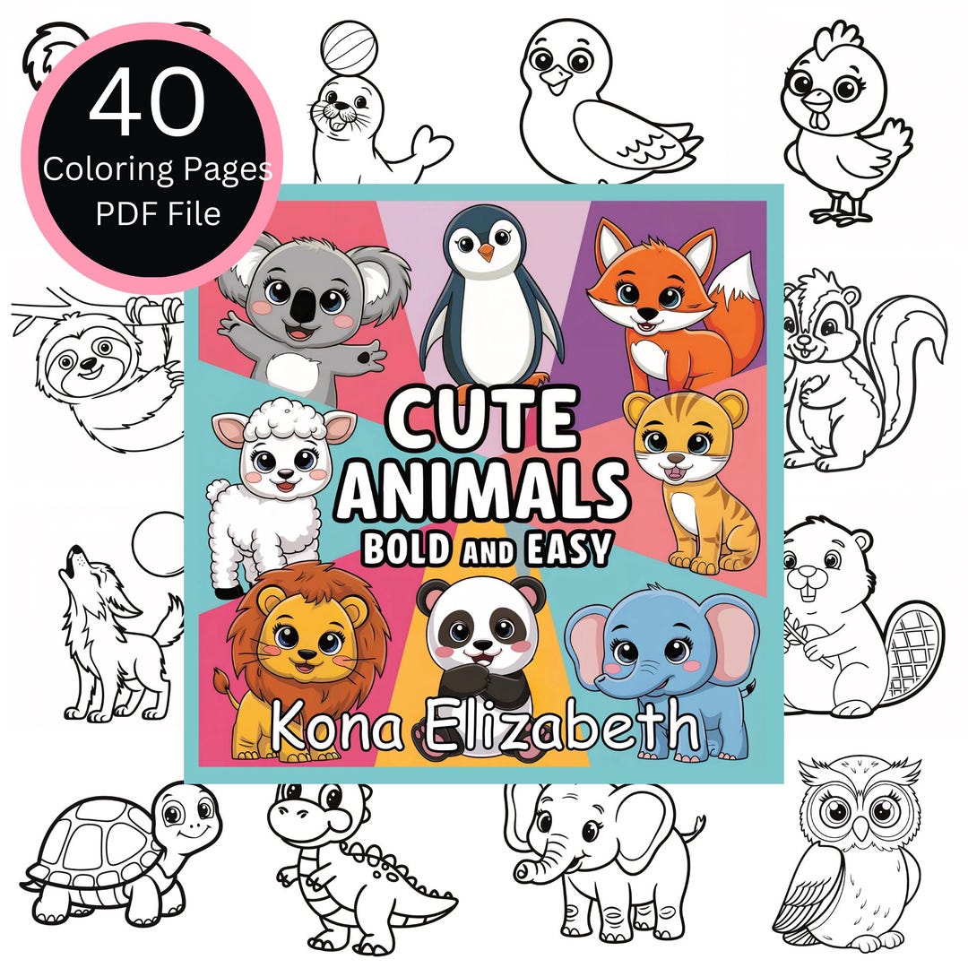 40 Original Printable Cute Animal Coloring Pages Bold and Easy Designs ...