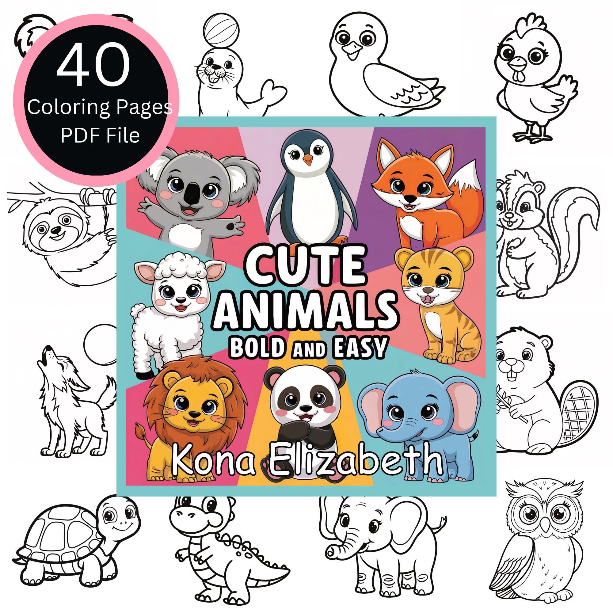 40 Original Printable Cute Animal Coloring Pages Bold and Easy Designs ...