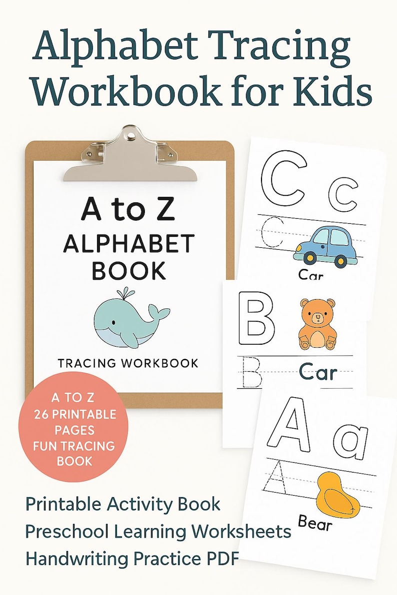 Preschool Alphabet Tracing Workbook: A-Z Letter Practice (PDF) - Etsy
