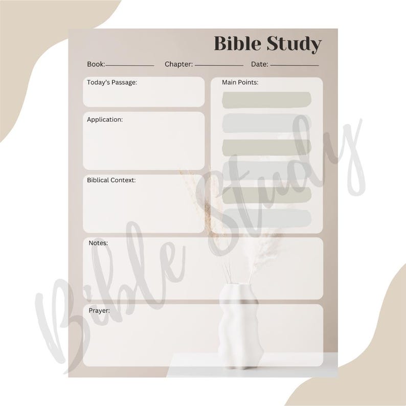 Printable Bible Study Template | Digital Faith Planner| Scripture Study ...