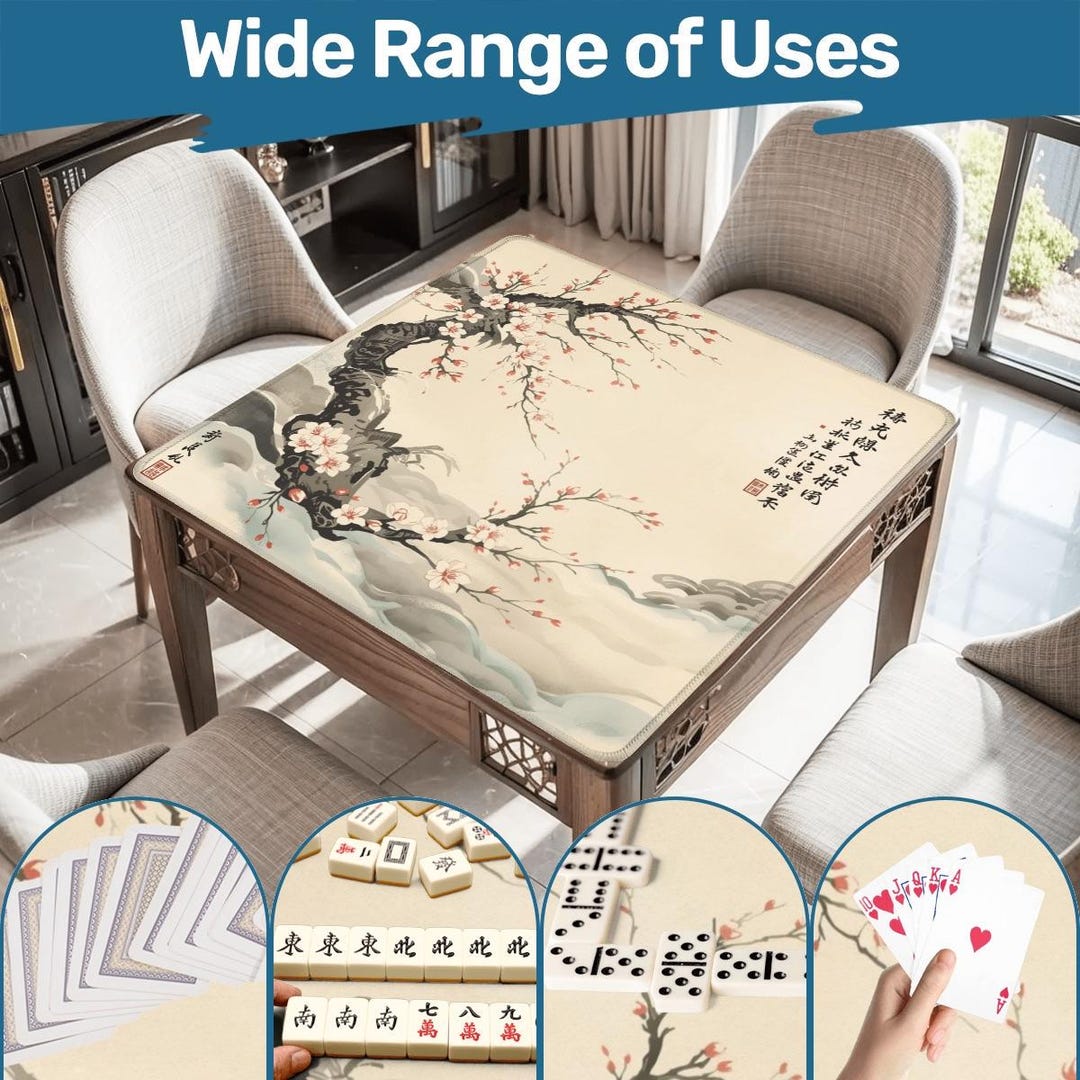 Eastern Art Mahjong Mat + Carry Bag 31.5" - Transportable Non-slip ...