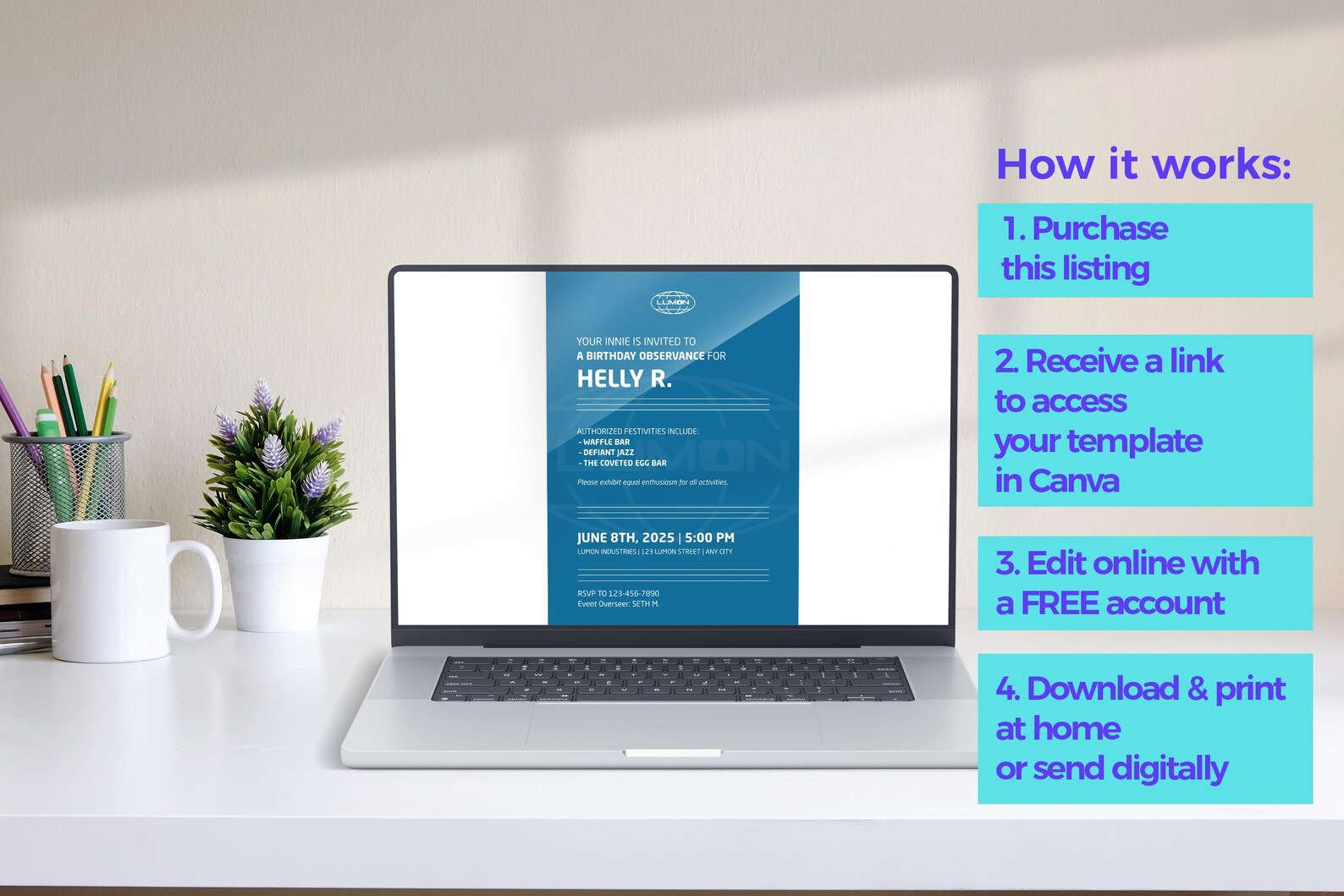 Severance Birthday Invite Template | Editable Lumon Party Card | Blue ...