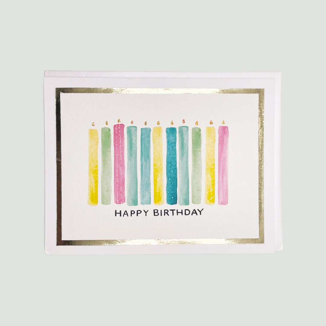 Handmade Birthday Candles Card | Watercolor Design | Classy & Colorful ...