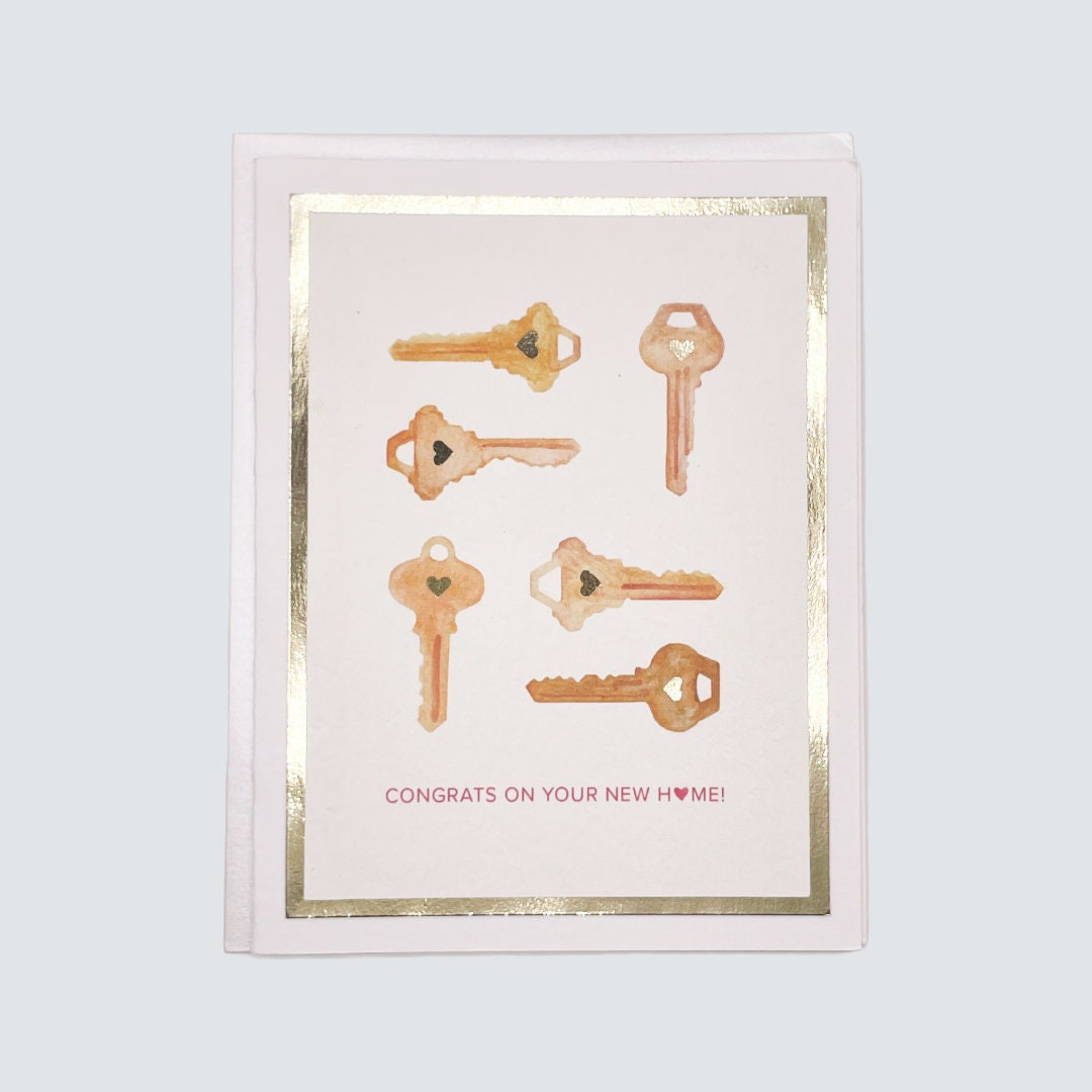 Handmade Housewarming Card New Home, Just Sold, Keys Watercolor Design ...