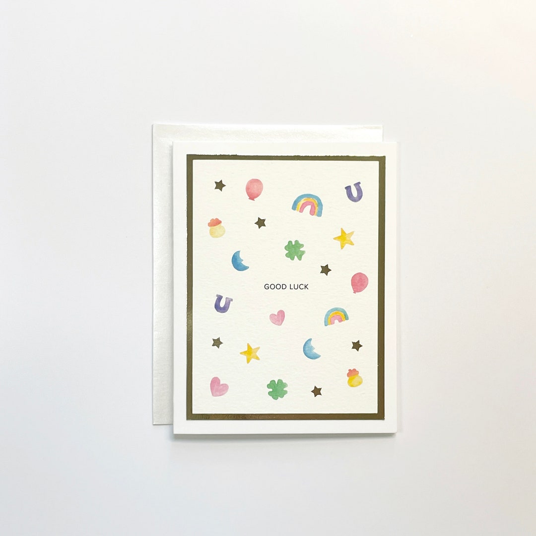 Handmade Good Luck Card Watercolor Design Charms, Handcrafted ...