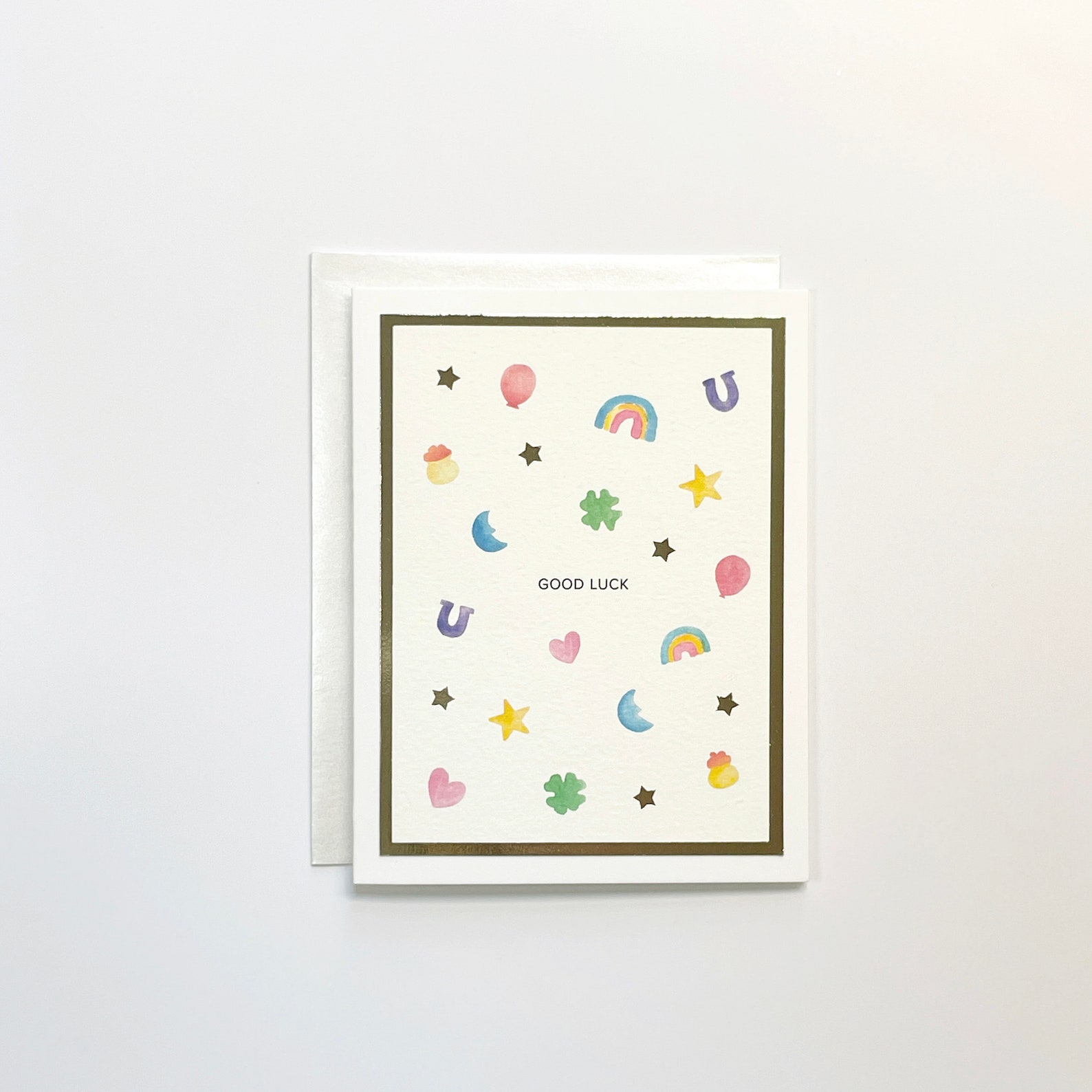 Handmade Good Luck Card Watercolor Design Charms - Etsy