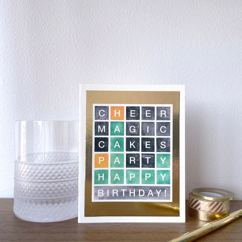 Wordle-themed Birthday Card Birthday Cheer Magic Cakes - Etsy