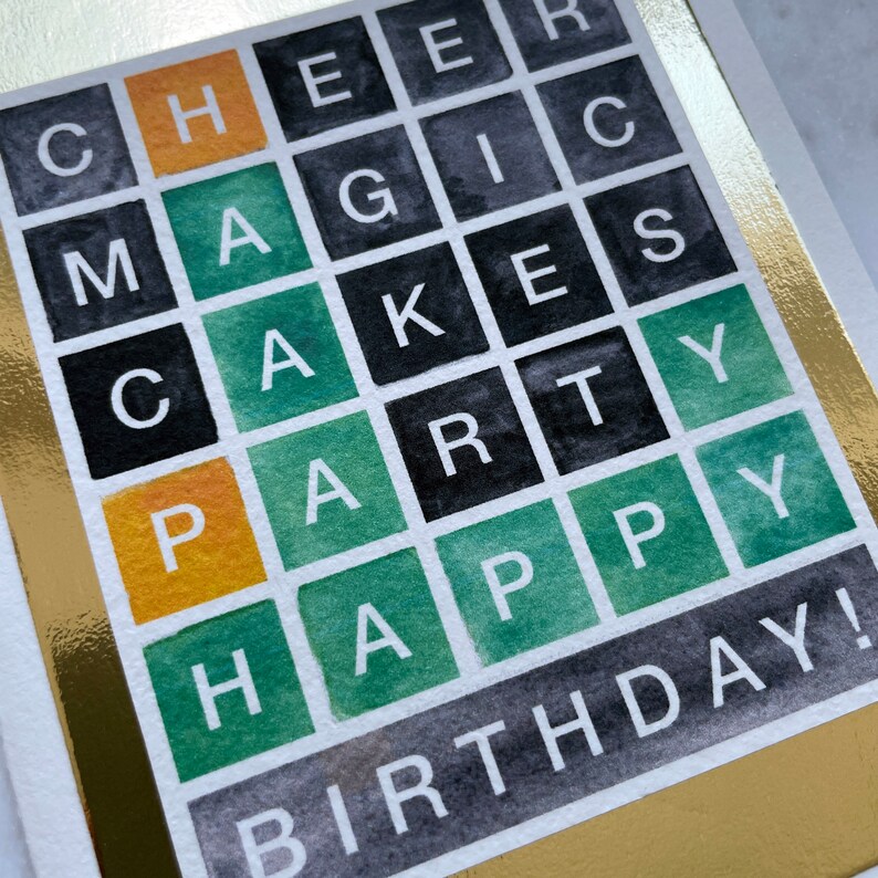 Wordle-themed Birthday Card Birthday Cheer Magic Cakes - Etsy