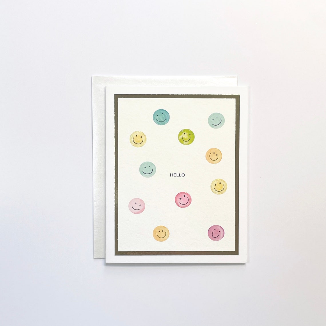 Handmade Hello Smileys Card Watercolor Smiley Faces Any - Etsy