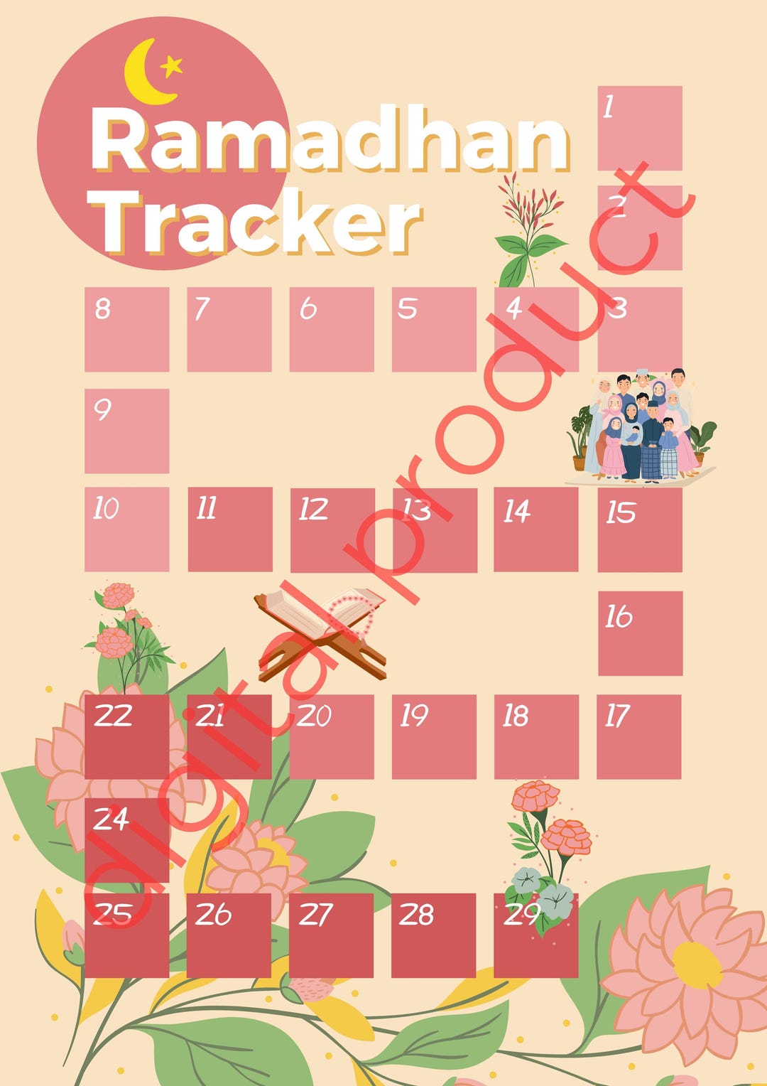 Ramadan Countdown Calendar Ramadan Tracker Islamic Planner Fasting ...
