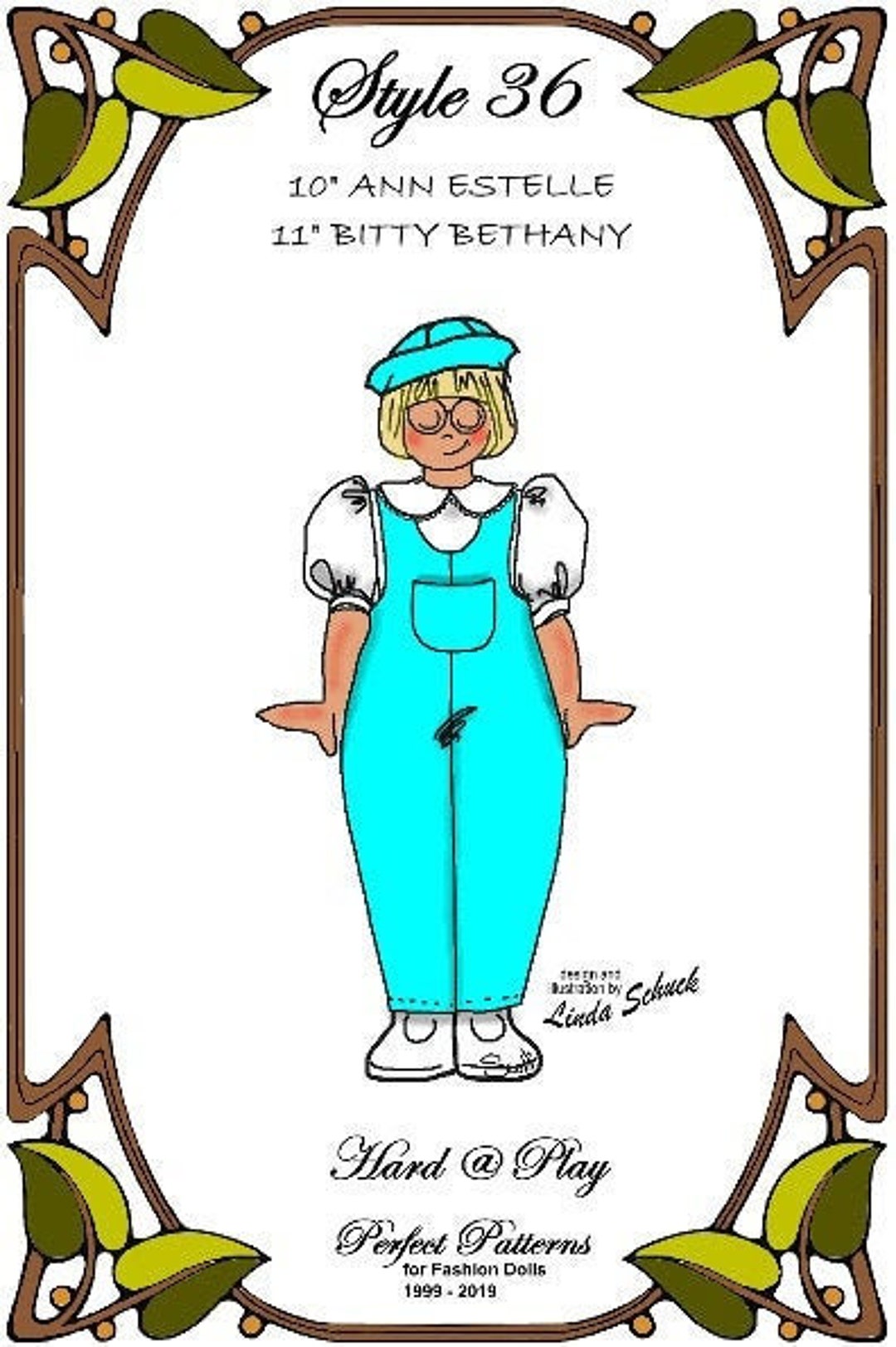 10" Ann Estelle Pattern "hard @ Play" Overalls, Classic Blouse, Hat ...