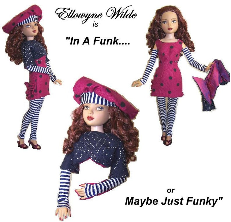 16" Ellowyne Wilde Pattern "walk on the Wild Side" Dress, Jacket, Hat ...