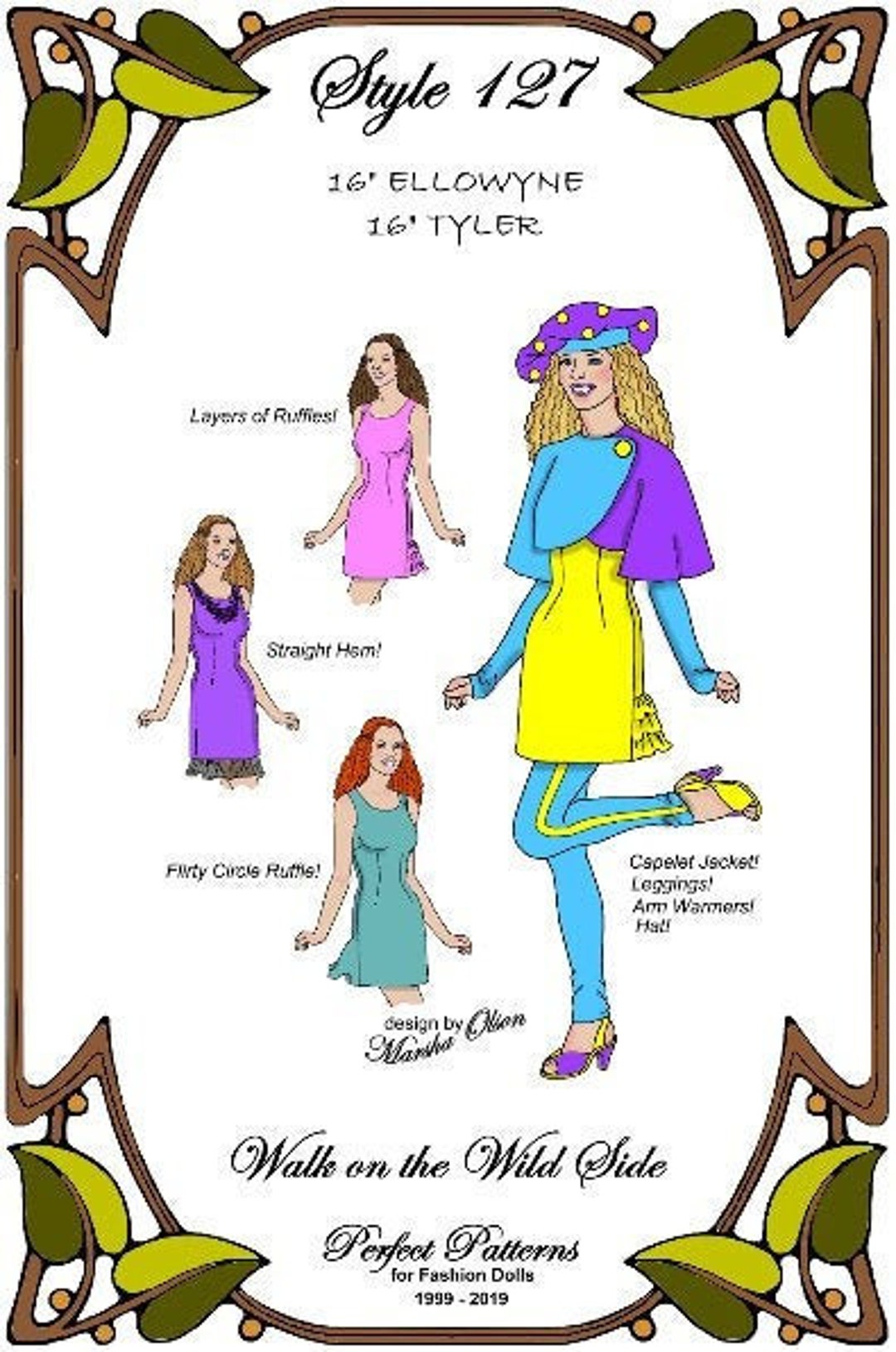 16" Ellowyne Wilde Pattern "walk on the Wild Side" Dress, Jacket, Hat ...