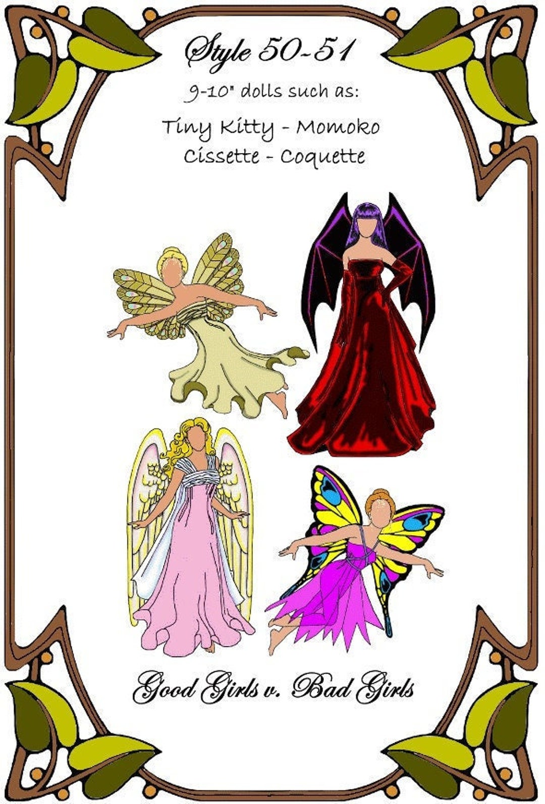 9-10" Tiny Kitty-cissette Pattern "good/bad Girls" Angel-vamp Costumes ...