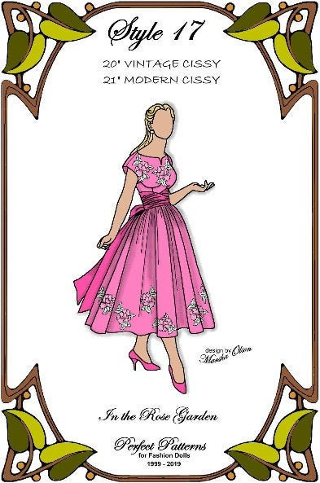 20-21" Cissy Pattern "in the Rose Garden" - Gown, Hat, Gloves - Style ...