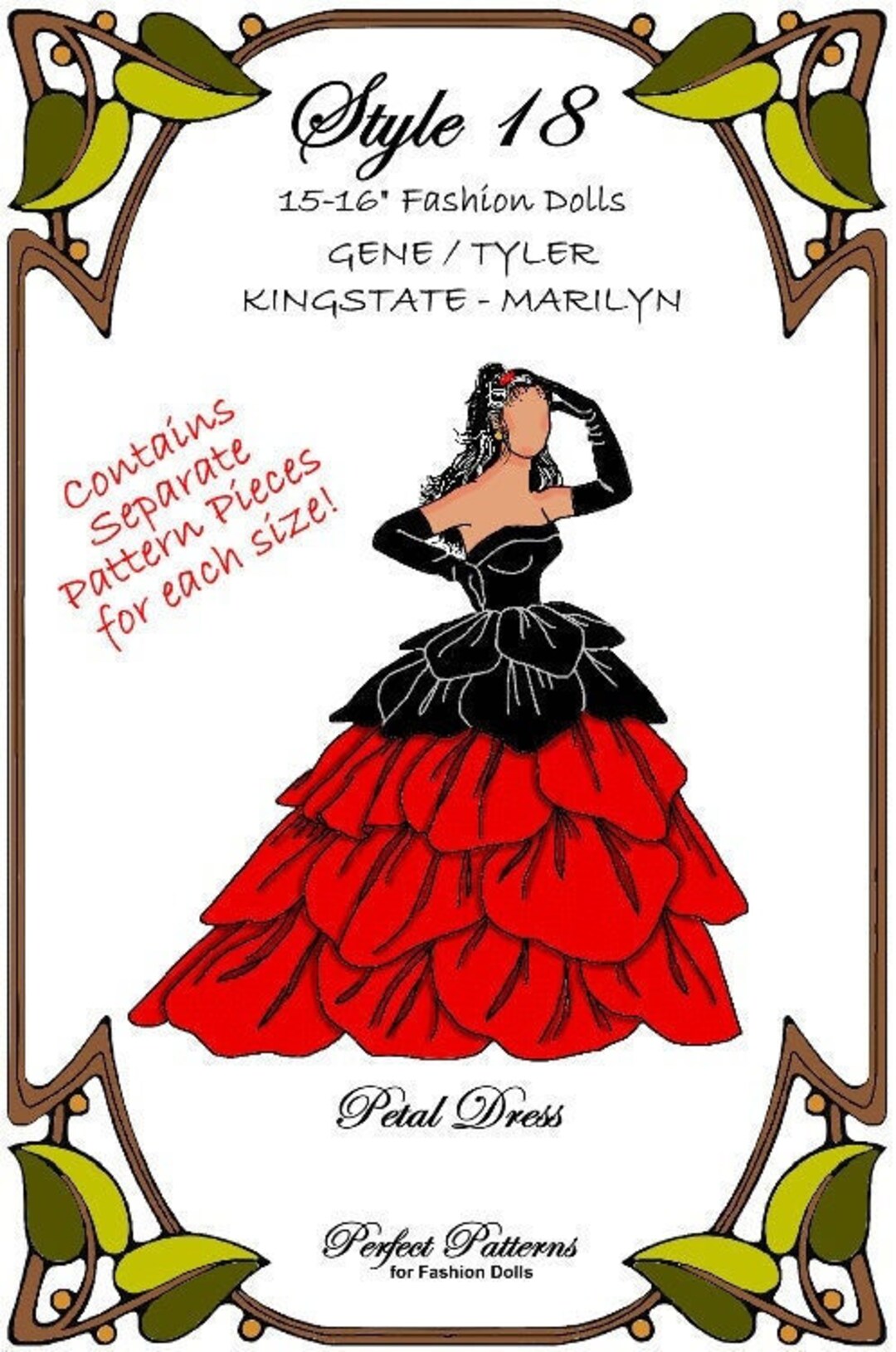 15-16" Gene/tyler Pattern "petal Dress" - Designer Style Evening Gown, Gloves, Stockings - Style ...