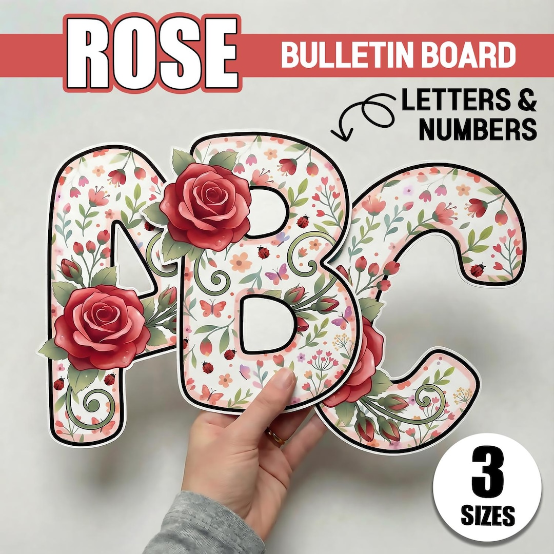 Rose Spring Bulletin Board Letters, Numbers & Decor | Mother's Day ...