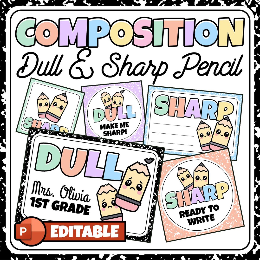 Classroom Pencil Labels: Sharp & Dull, Editable (printable Digital ...