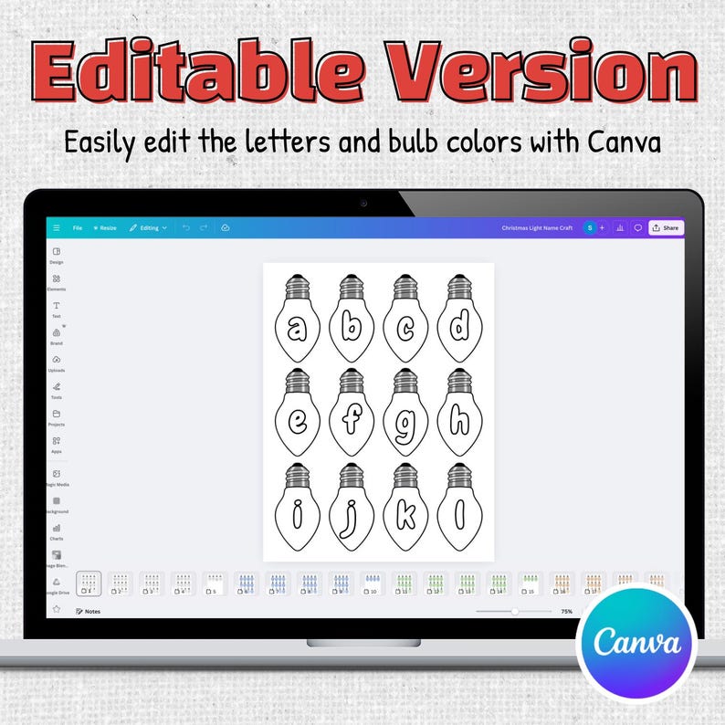 Christmas Light Name Craft for Christmas Bulletin Board & Winter Door ...