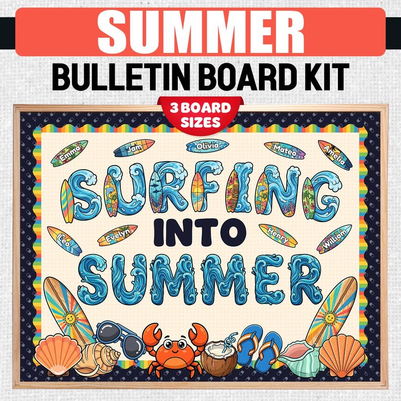 End of Year Door Bulletin Board Ideas - Surfing Into Summer Classroom ...