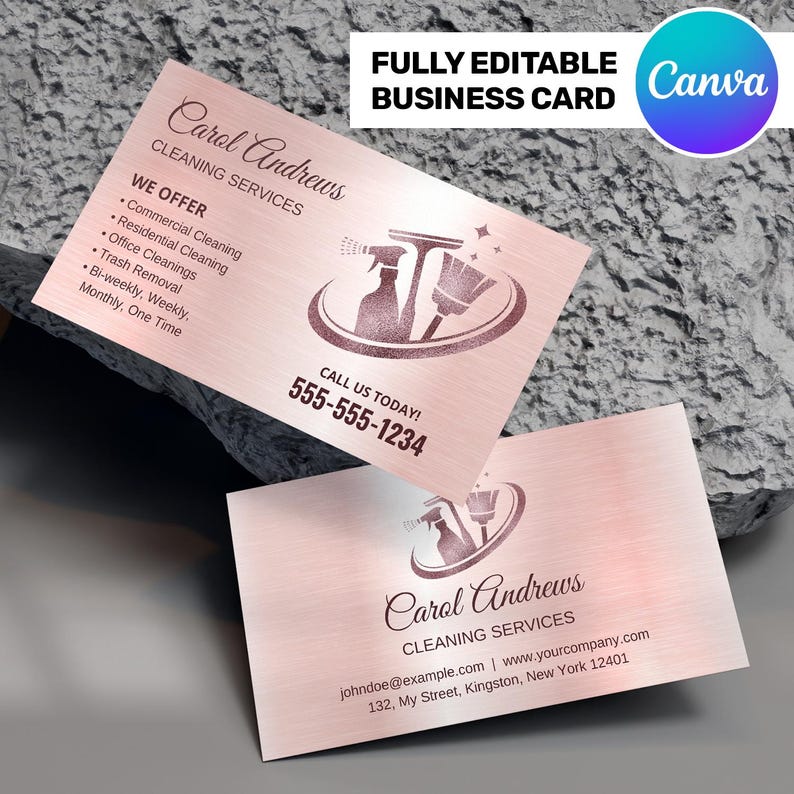 Cleaning Service Business Card Template – Editable Canva Design for ...