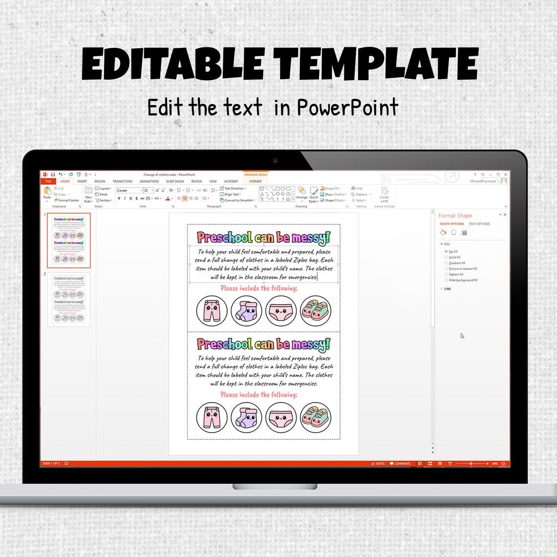 Editable Change of Clothes Note: Back to School Parent Letter (PDF ...