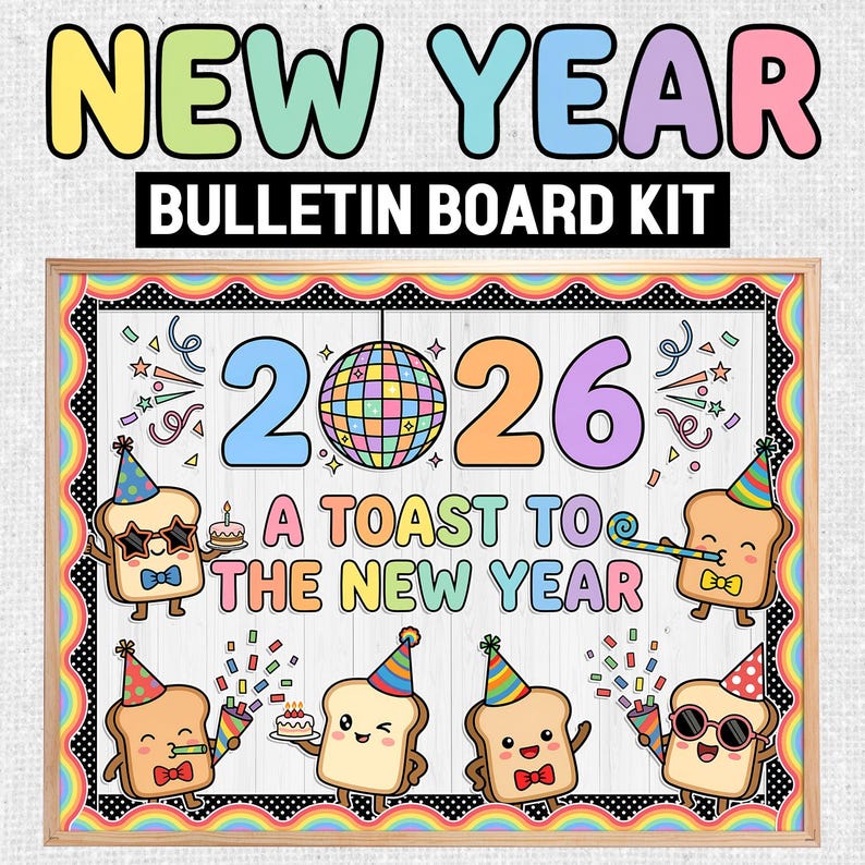 Toast to the New Year Bulletin Board | Happy New Year 2026 Bulletin ...