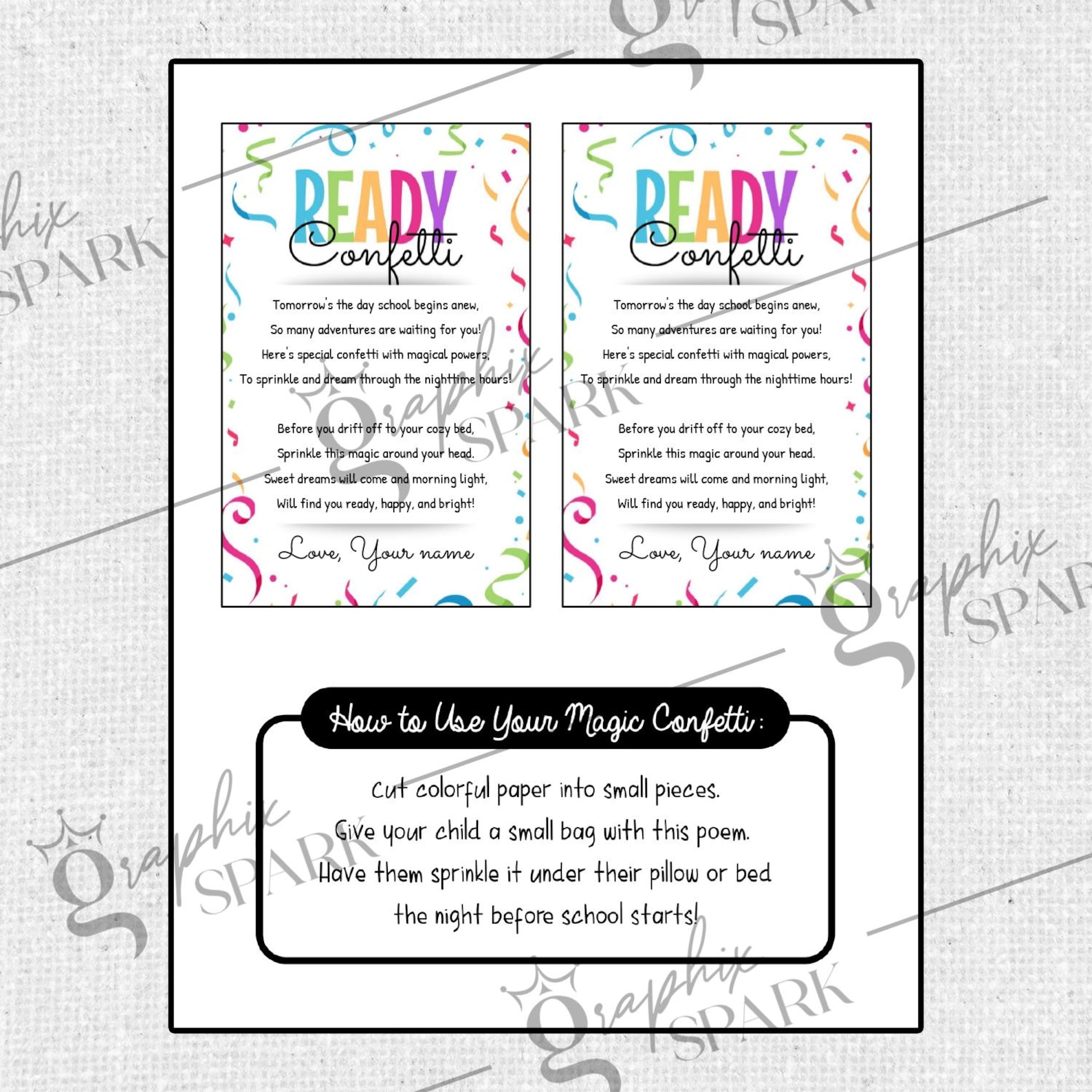 Ready Confetti Tag & Poem – 1st Day of School Jitter Glitter | Open ...