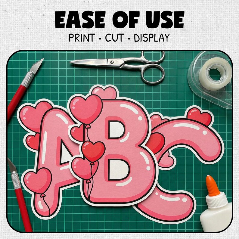 Valentine's Day Bulletin Board Letters, Heart Balloon Theme (digital ...
