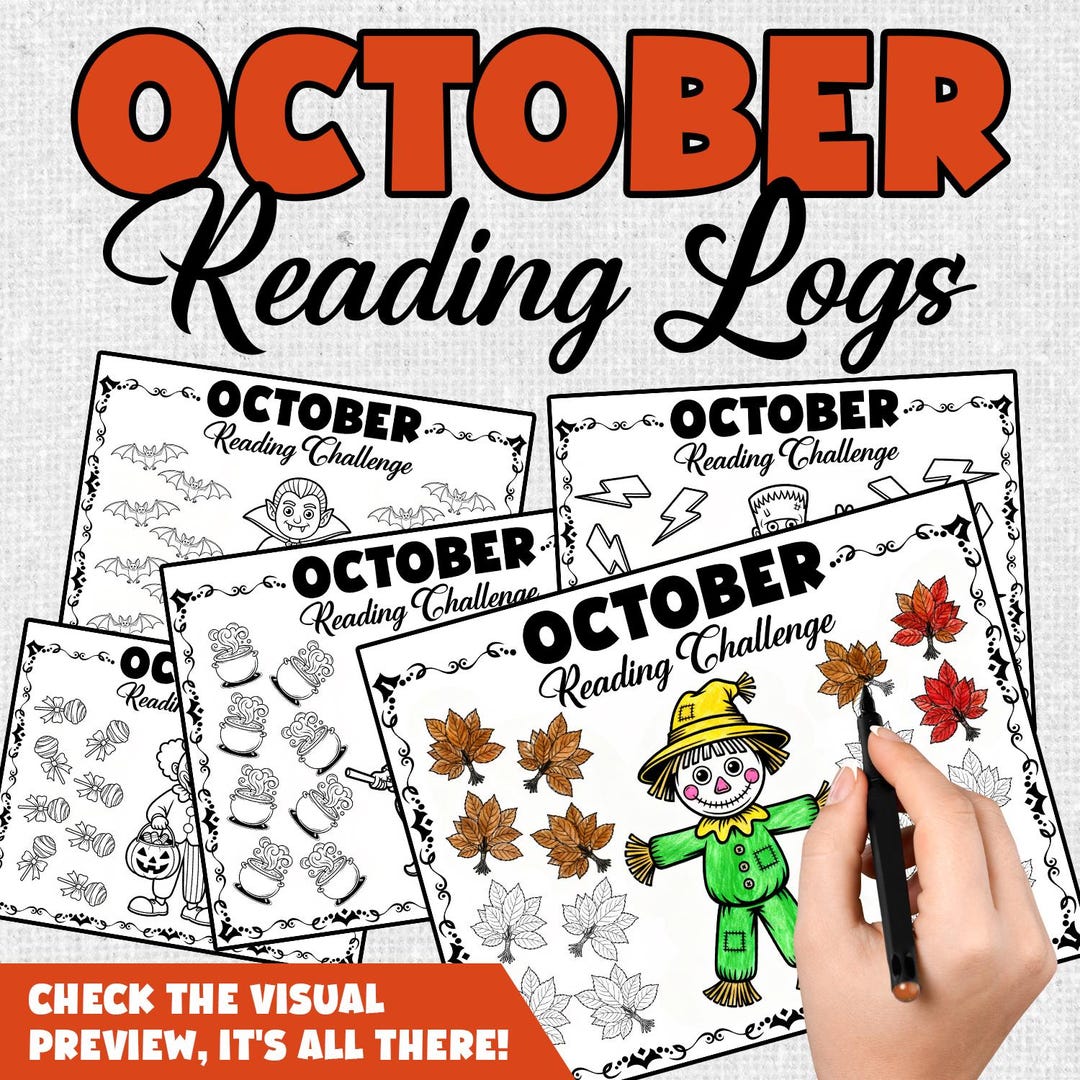 October Reading Log Challenge Posters | Halloween Fall Autumn Coloring ...