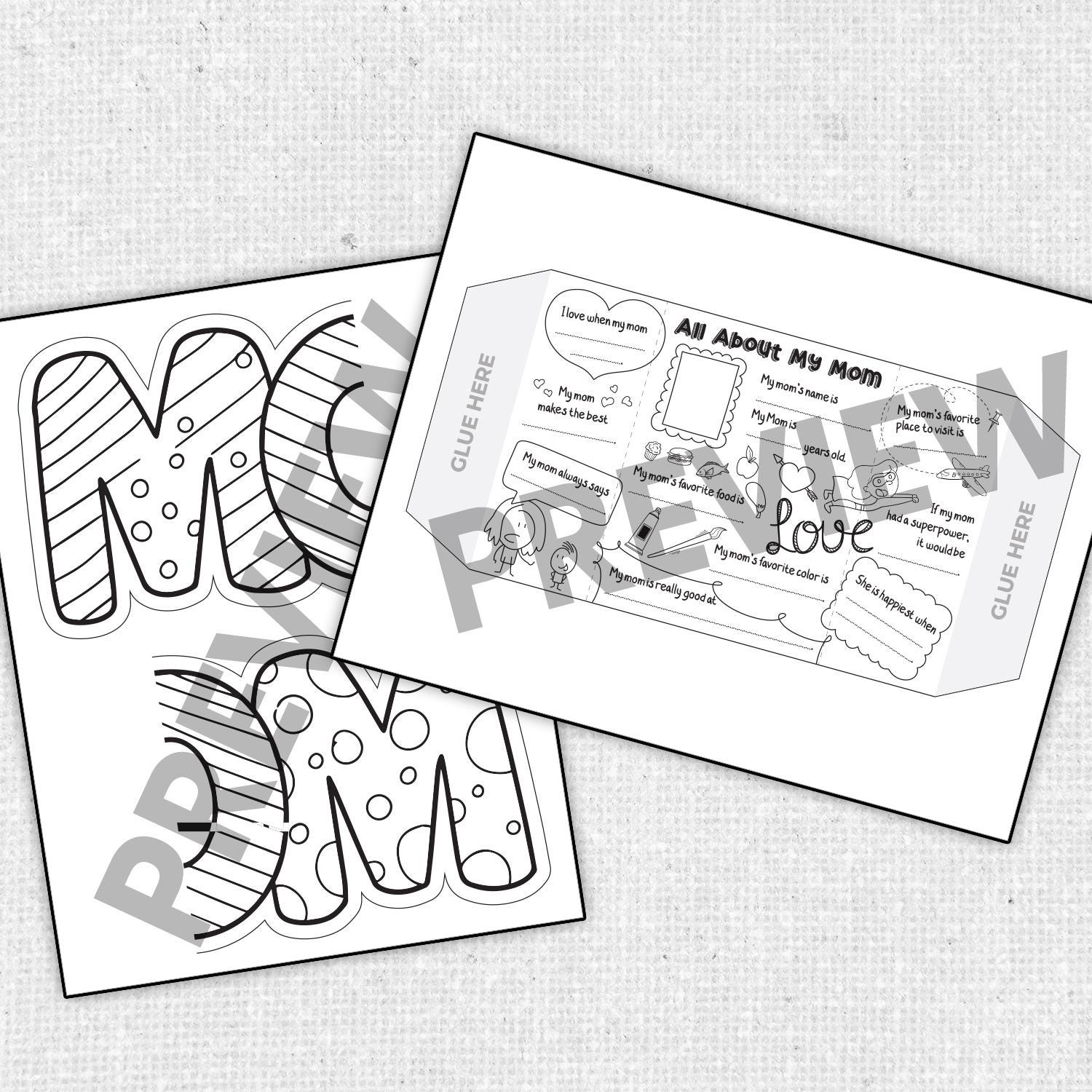 Mother's Day Questionnaire: "all About Mom" Letter Foldable Gift Craft ...