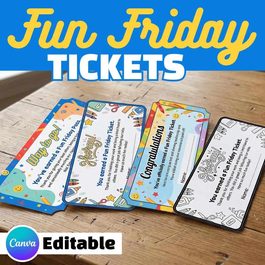 Fun Friday Ticket Incentive | Editable Tickets for Positive Behavior ...