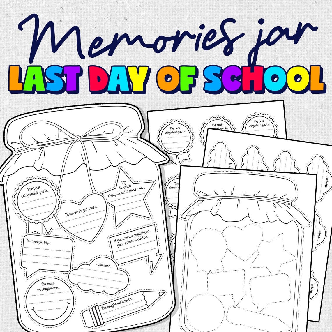 Memory Jar Craft | Last Day of School Activity | End of the Year Memory ...