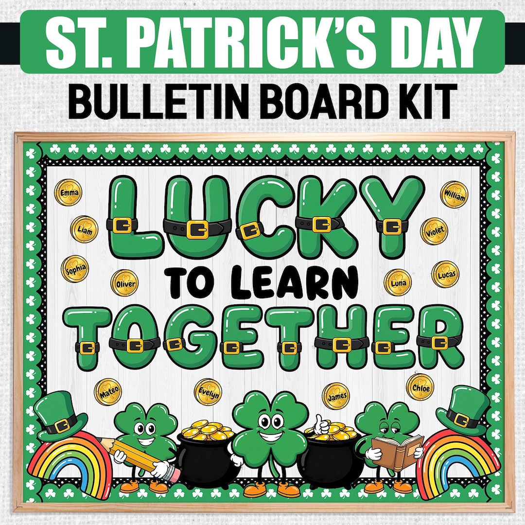 Lucky to Learn Together - St Patricks Day Bulletin Board Kit - Spring ...