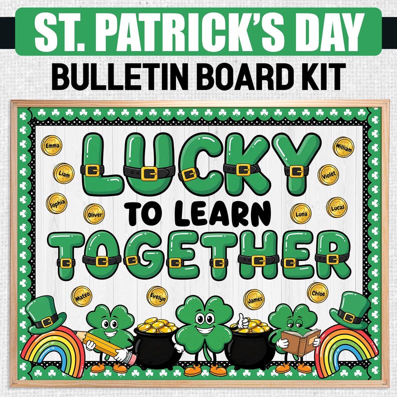 Lucky to Learn Together - St Patricks Day Bulletin Board Kit - Spring ...