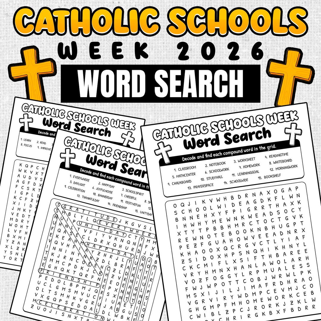 Catholic Schools Week 2026 Word Search Puzzles - Catholic Religion ...