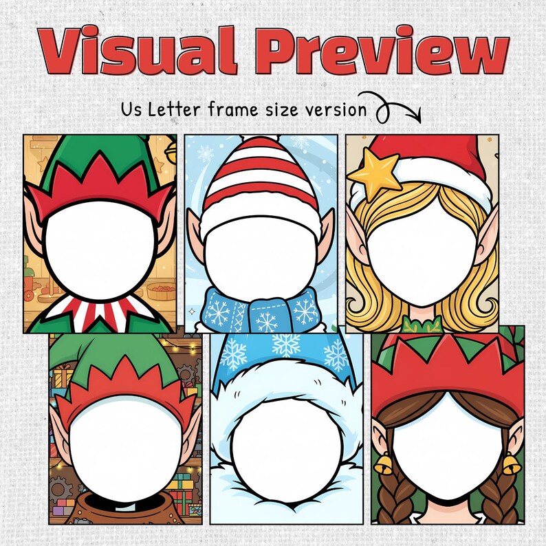 Elfie Selfie Frame Props - Elf Yourself Template - Printable Christmas ...