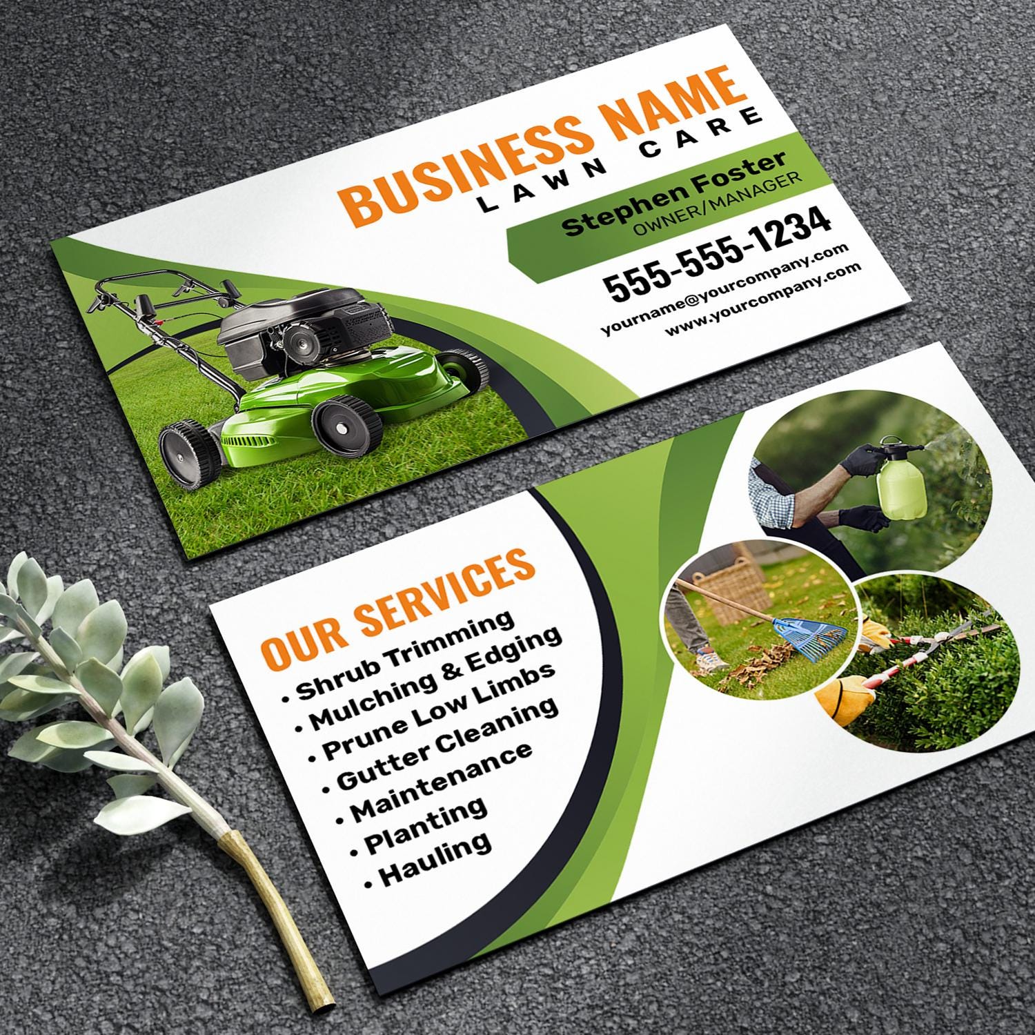 Editable Lawn Care Business Card Template, Landscaping DIY Professional ...