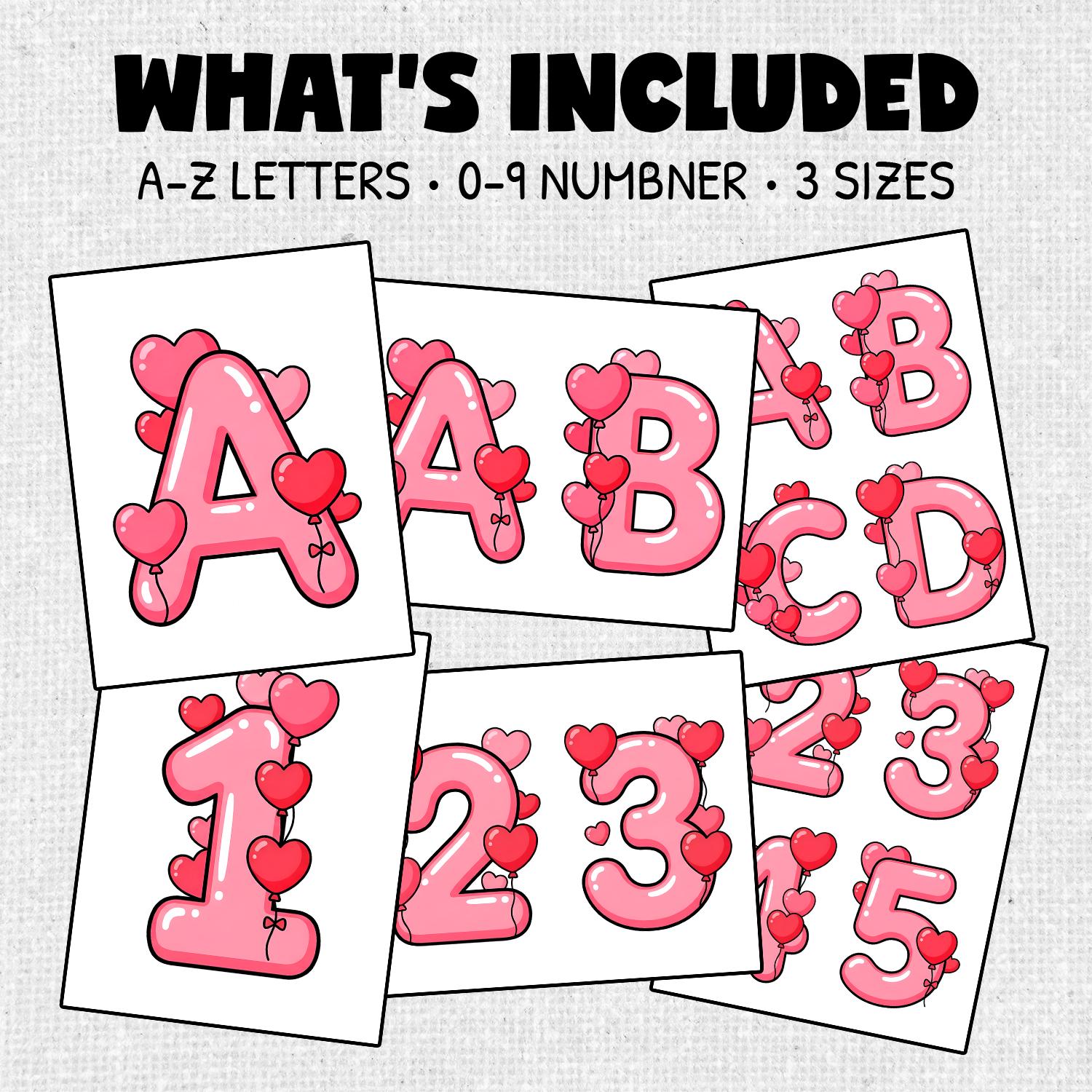 Valentine's Day Bulletin Board Letters, Heart Balloon Theme (digital ...