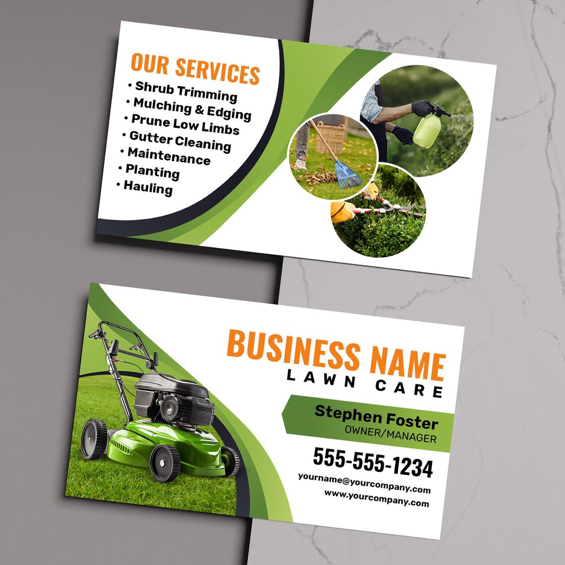 Editable Lawn Care Business Card Template, Landscaping DIY Professional ...