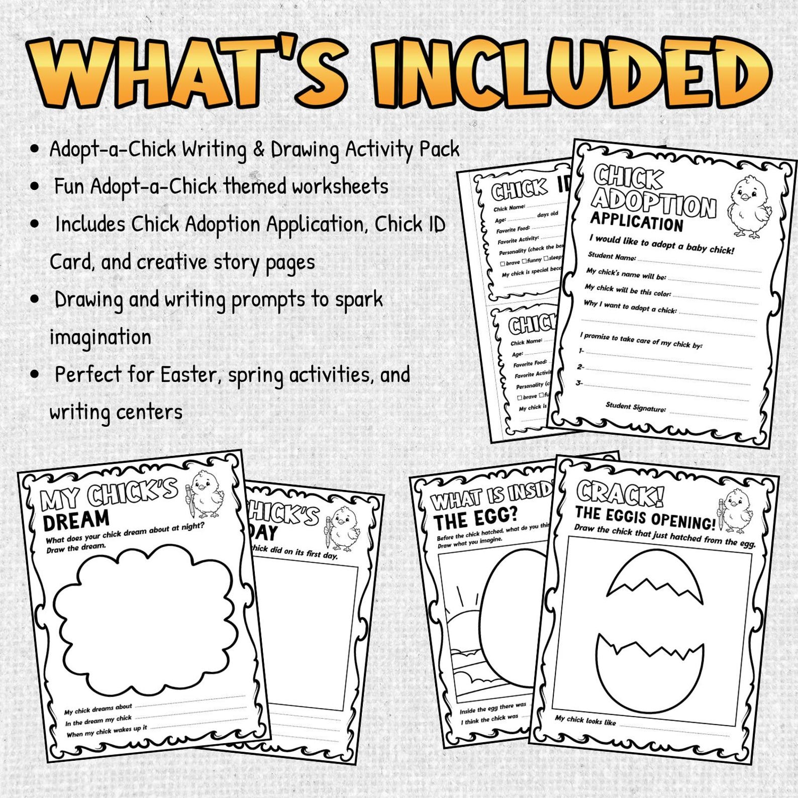 Adopt a Chick Directed Drawing and Writing Template | Chick Adoption ...